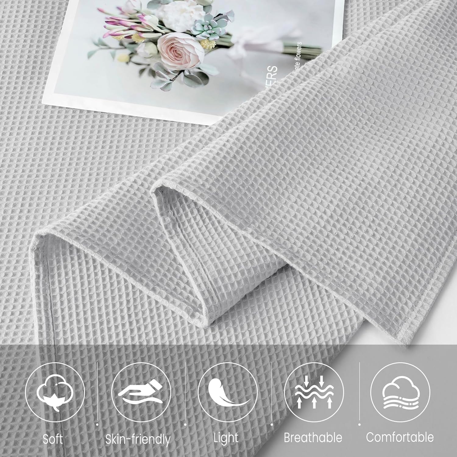WOLTU 150x200 cm Colcha Cama 100% Algodón Cubrecama Waffle Pique Gris ...