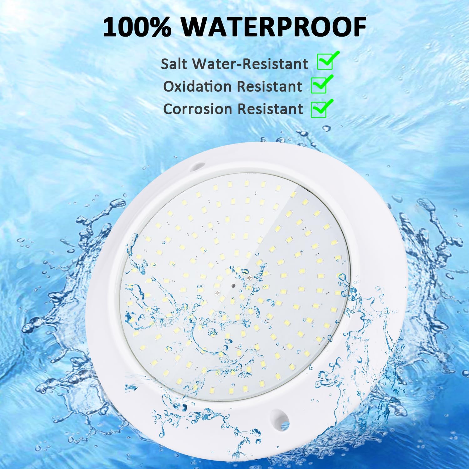 LED Pool Spotlight Par56, 18W 6000K Resin Filled Pool Light, Ultra-Slim IP68 PC Underwater LED ...