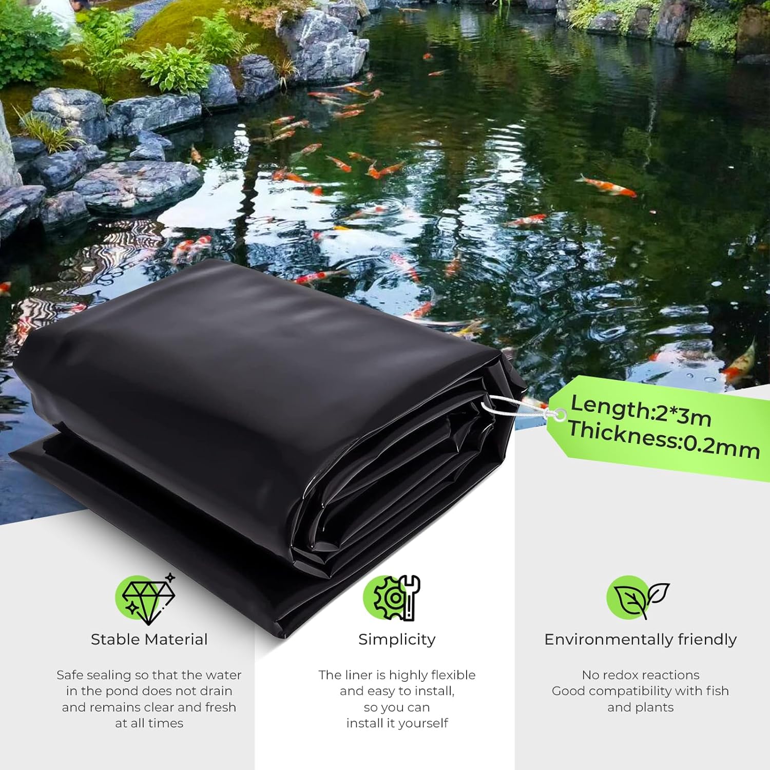 Pond Liner, 0.2mm Thickness 3x2m Pond Liner, Pond Liner, Pond Liner ...