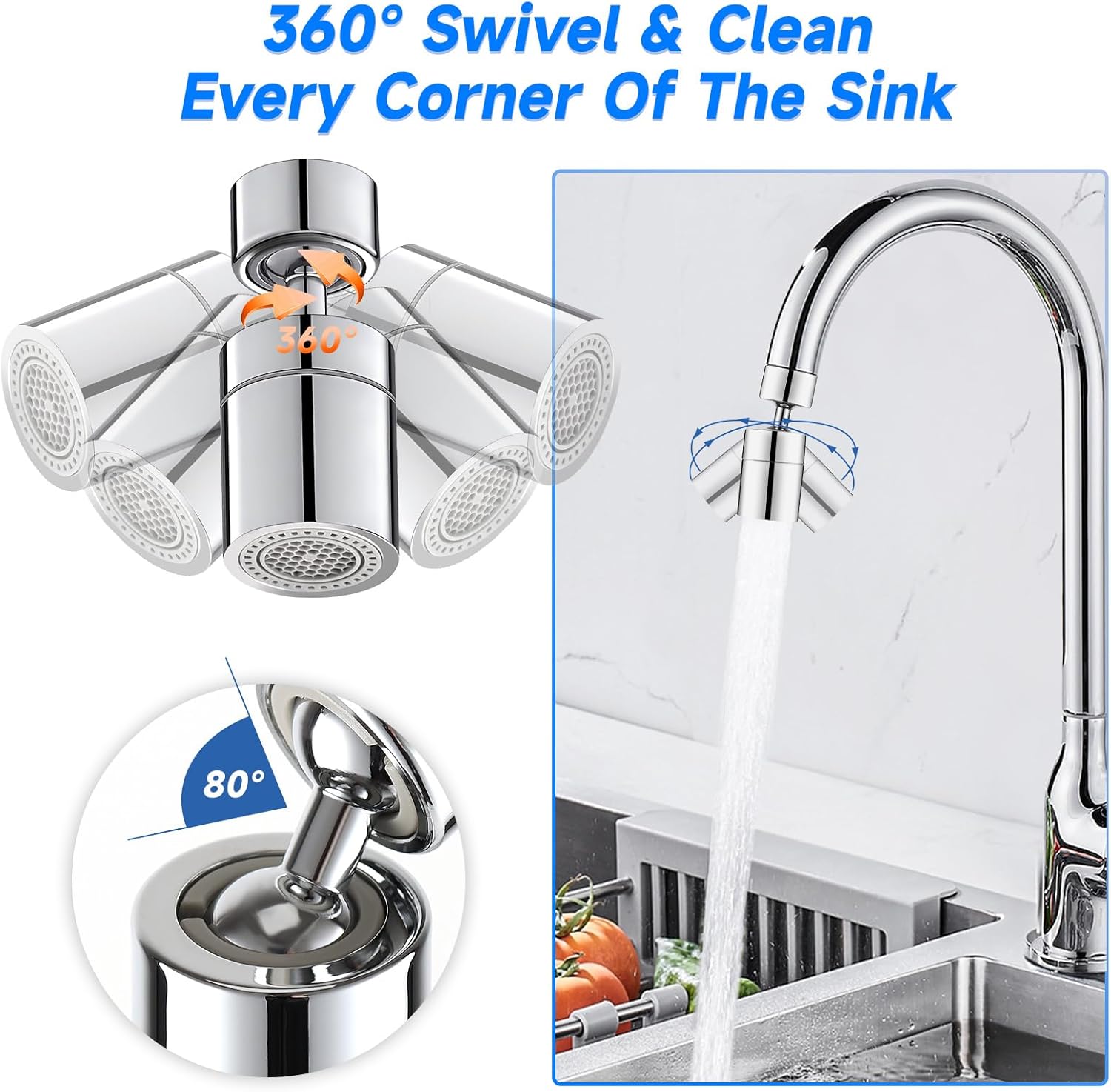 360 Degree Rotating Chrome Faucet Nozzle with M22 or M24 with Two Types ...
