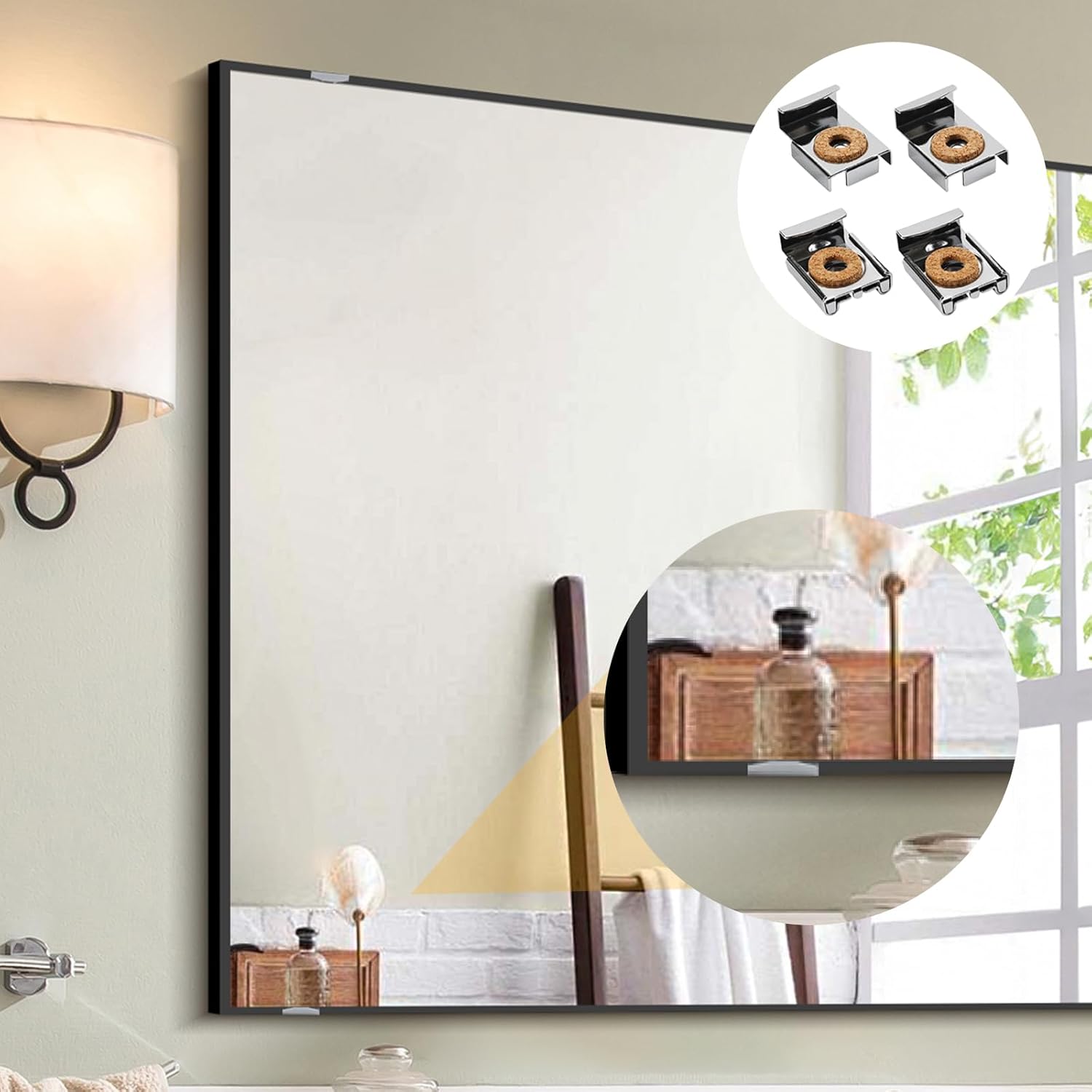 8 Piece Mirror Wall Mount, Mirror Wall Mount, Mirror Mounting Spring Clips, Mirror Hook with ...