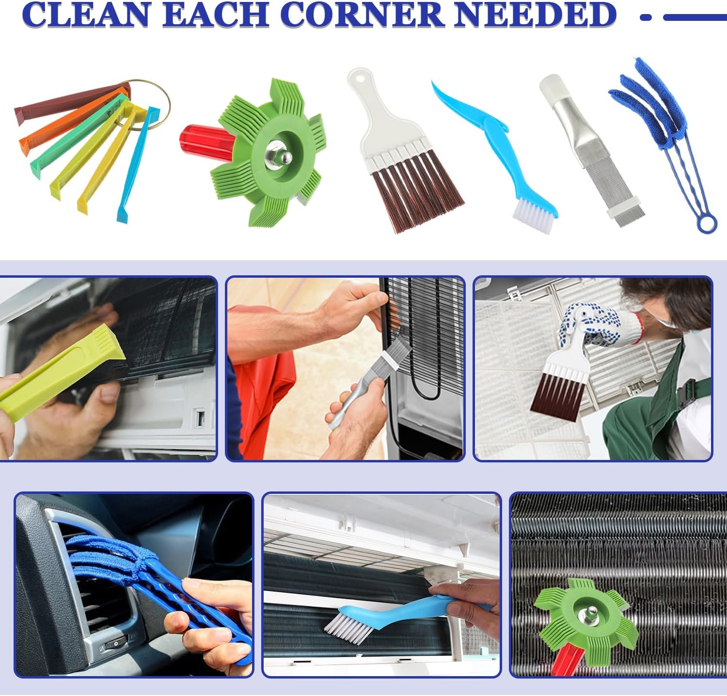 6pcs Air Conditioner Cleaning Set, Air Conditioner Rocker Hair Comb ...
