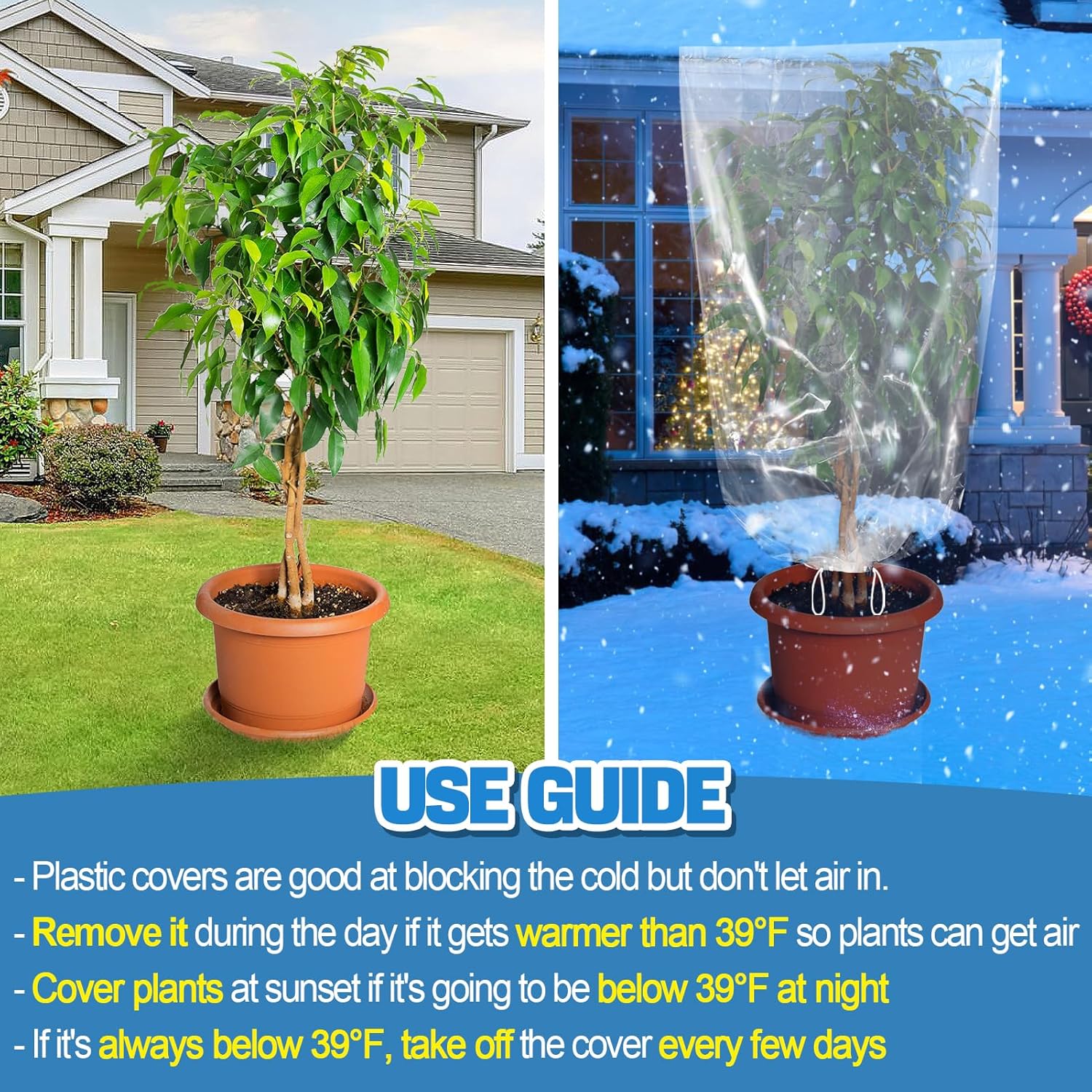 1 housse de protection hivernale pour plantes avec cordon de serrage ...