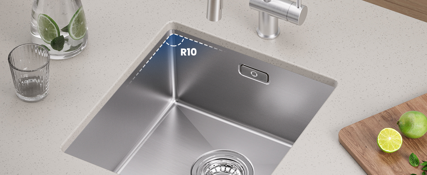 CECIPA Évier Cuisine 1 Bac 40x44cm, Evier de Cuisine, Evier Inox 1 Bac ...