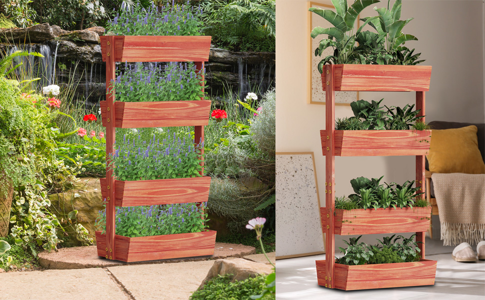 Potager Vertical Jardin: Jardinières Extérieur Potager sur Pied en Bois ...