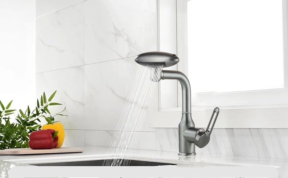 Kitchen Mixer Tap, Flexible 360° Rotatable Bathroom Faucet, Brushed ...