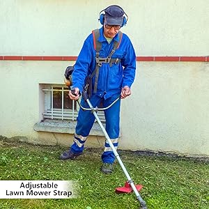 W-1 Lawn Mower Shoulder Strap, Upgraded Deluxe Soft Cushion Waist Strap ...