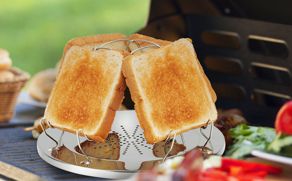 4 Slice Toast Tray Toast Rack,Camping Toaster with Foldable Stand ...