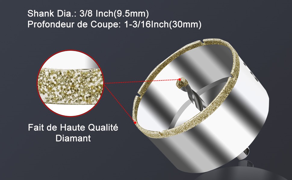 Scie Cloche Diamant 32 mm, Foret Diamant avec Foret Guidage Central ...