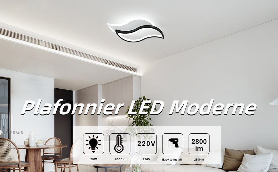COMELY Modern LED Ceiling Light, 28W 2800LM Black LED Chandelier ...