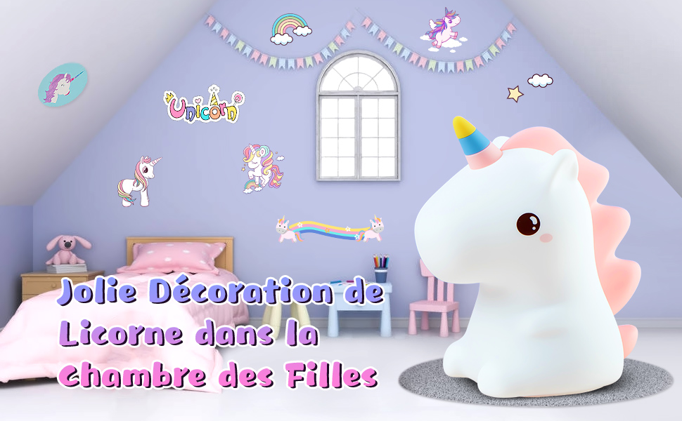 Veilleuse Licorne, 16 Couleurs Veilleuse Enfant Bébé LED , Veilleuse ...