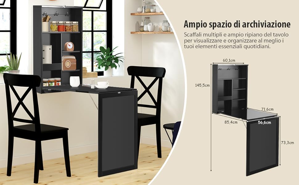 COSTWAY Scrivania Pieghevole con Scaffali, Comoda Scrivania ... COSTWAY Scrivania Pieghevole con Scaffali, Comoda Scrivania ...