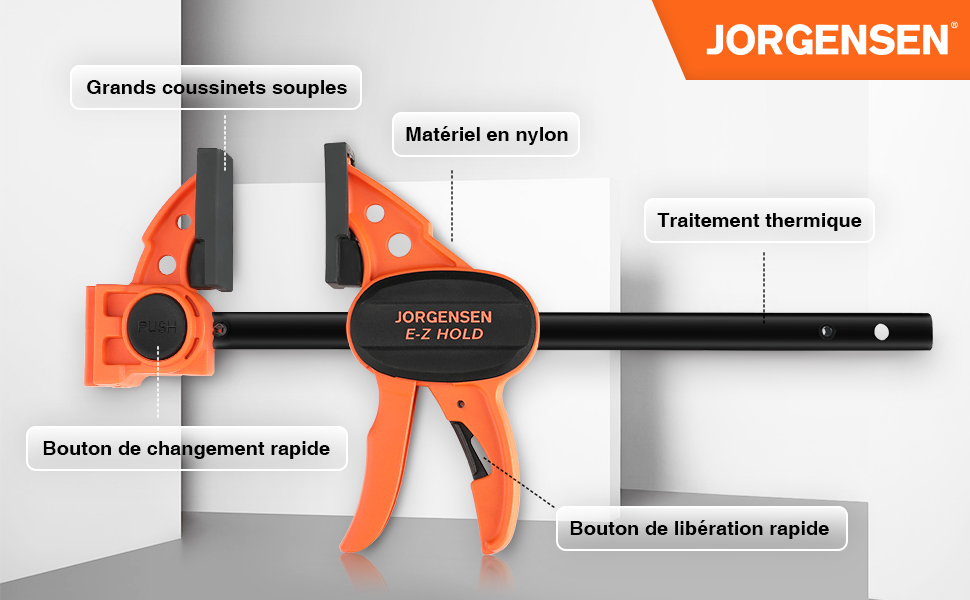 JORGENSEN Jeu de Serre-joint à une Main Légers 4 Pièces avec Libération ...