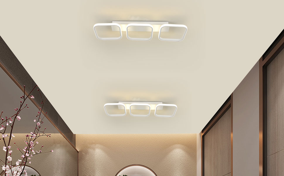 COMELY 40W LED Ceiling Light - 3 Squares in Acrylic Aluminum, Modern ...