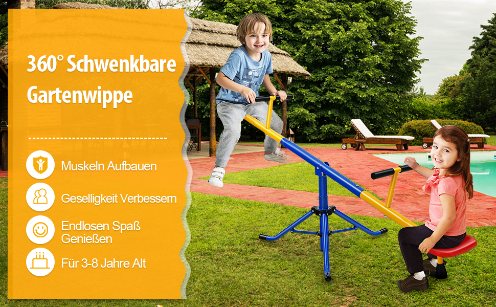 COSTWAY 2 Sitzer Schaukelwippe, Gartenwippe 360° drehbar, Kinder Wippe ...