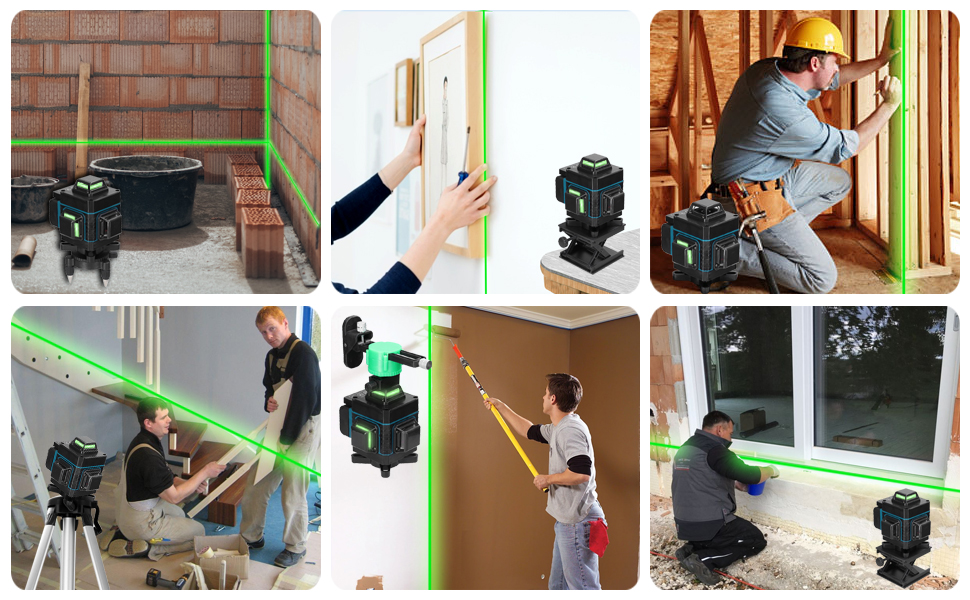 Ej.Life Niveau laser 360, 4D 16 lignes Niveau laser 3° Outil de mise à niveau avec fonction de ...