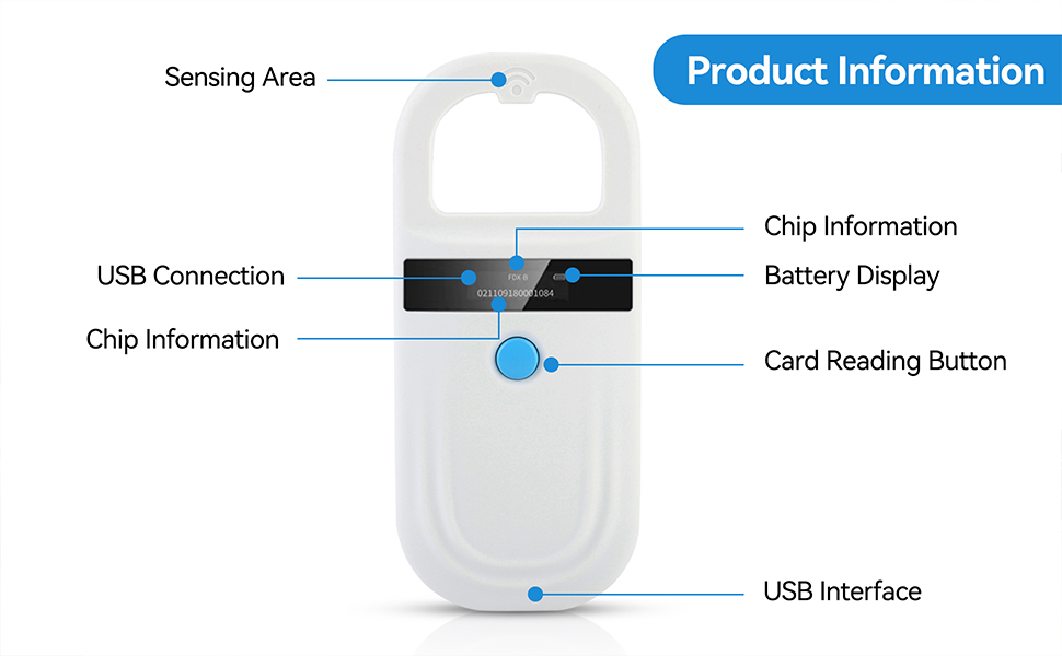 Pet ID Reader, 134.2KHz Animal Microchip Reader, Animal Microchip ...