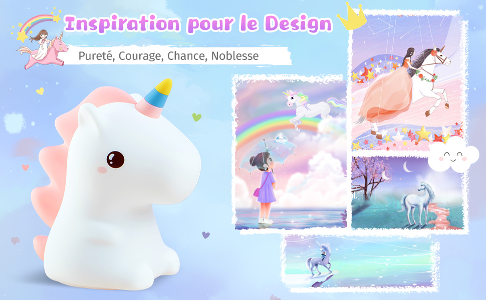 Veilleuse Licorne, 16 Couleurs Veilleuse Enfant Bébé LED , Veilleuse ...
