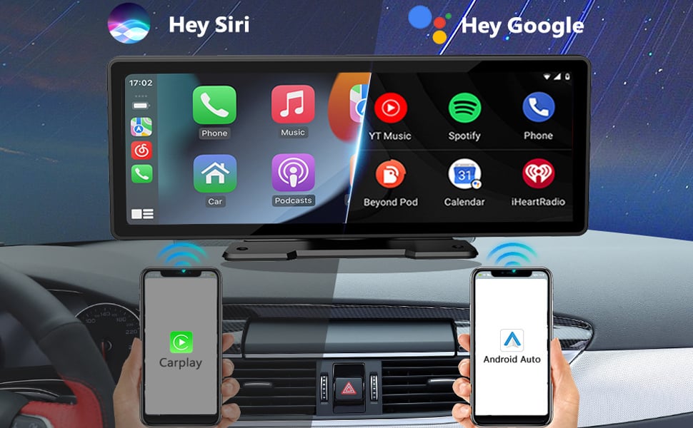 Écran Portable Apple CarPlay et Android Auto sans Fil pour Voiture ...