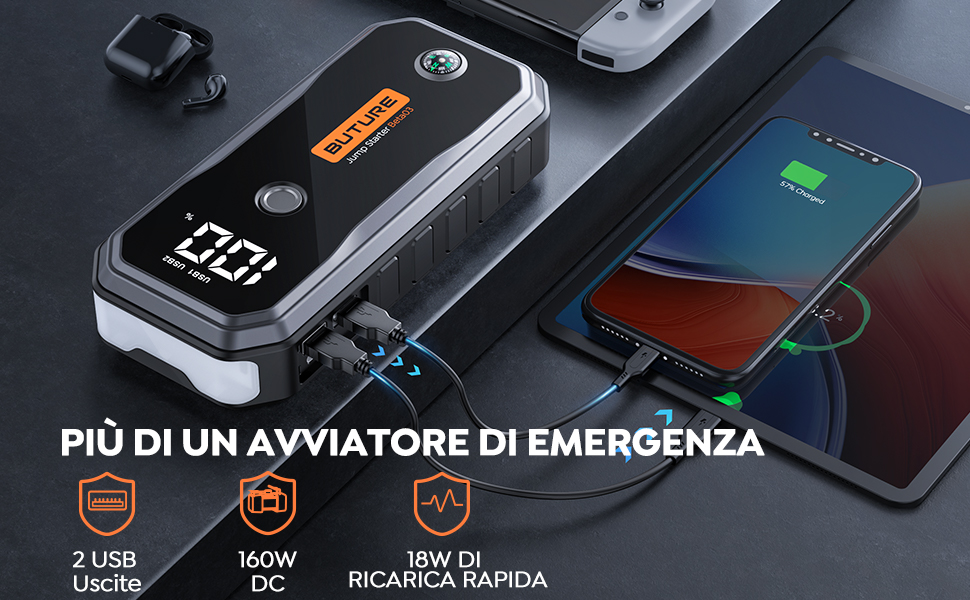 BuTure 5000A Booster Avviamento Auto 12V Avviatore Emergenza per Auto ...