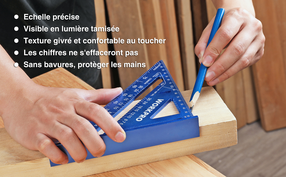 WORKPRO Equerres à Chevron 180 mm, Traçage, Equerre de Charpentier ...