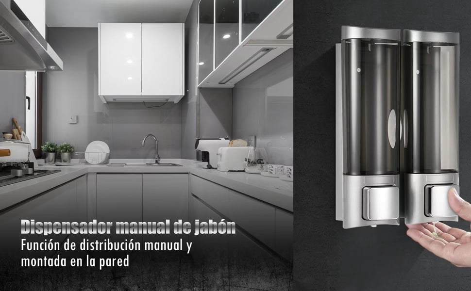 Distributeur Savon, 200mlx2, Distributeur de Savon Manuel, Distributeur de désinfectant pour Les ...