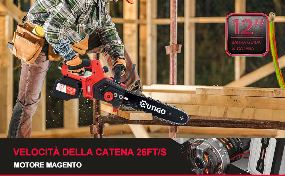 OUTIGO Tronçonneuse à batterie, Tronçonneuse, Tronçonneuse 12 pouces ...