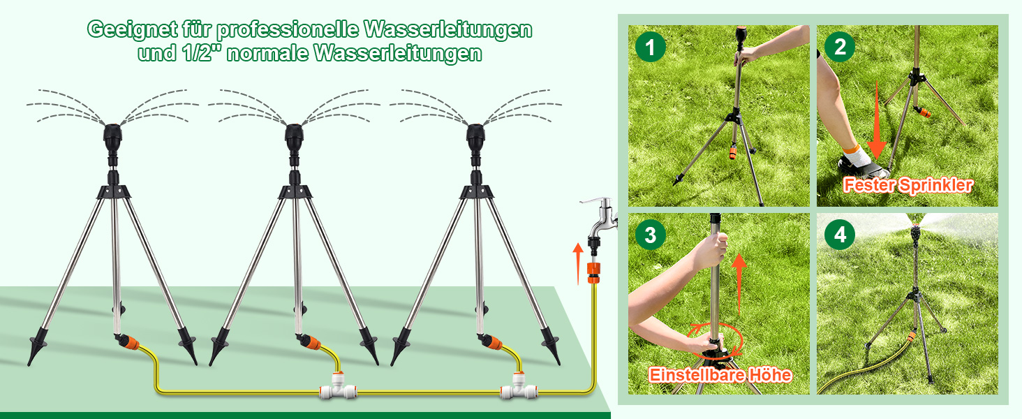 Lawn sprinkler adjustable height, sprinkler with hose connector 1/2 ...