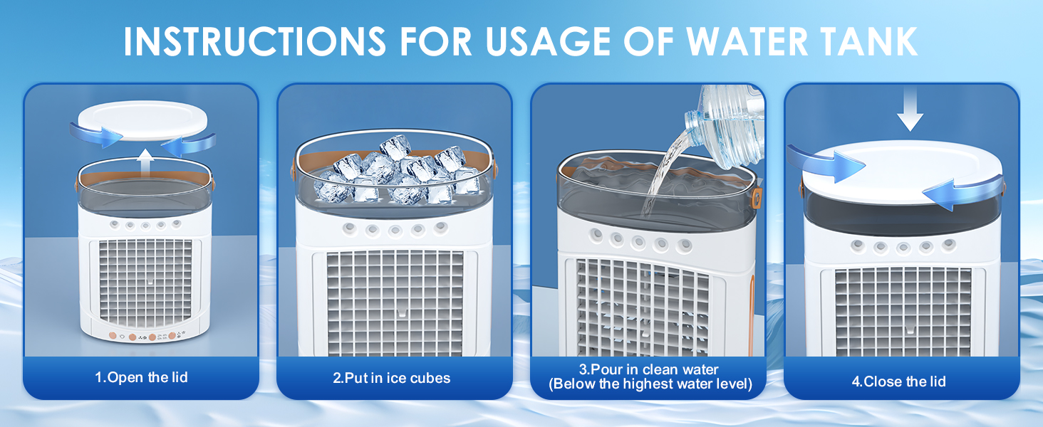 in 1 Portable Air Conditioner with 700ml Water Tank, 2 Speeds and 7 LED ...