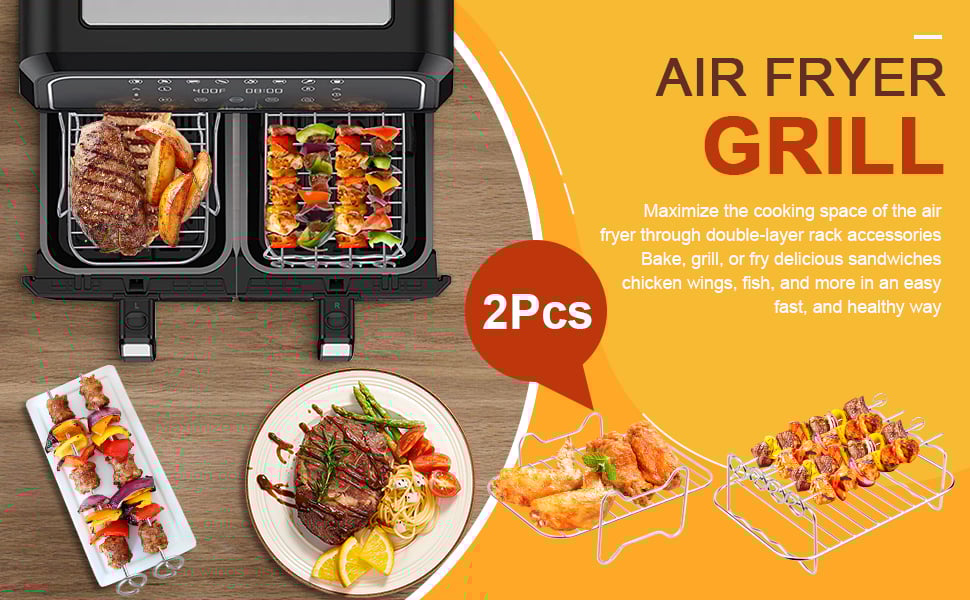 Accessoires pour Friteuse en Acier Inoxydable 304, Support Multifonction Double Couche avec ...