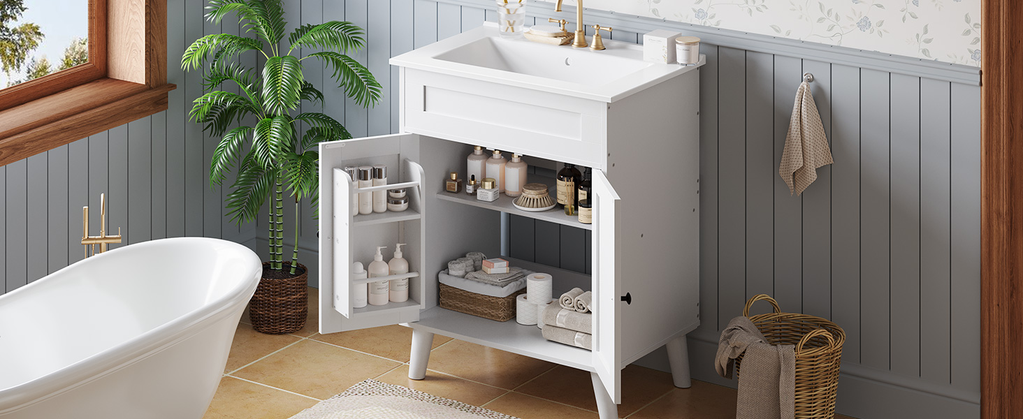 Bathroom Vanity with Sink, Bathroom Vanities Cabinet with Ceramic Basin ...