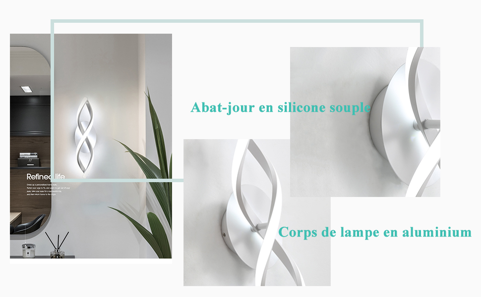 COMELY Applique Murale Intérieur, Lampe Murale LED Moderne 14W 1800LM, Blanc Froid 6500K, Design ...