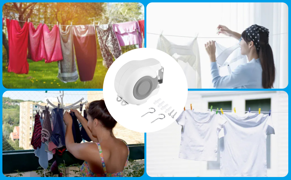 SJLERST Double Fil à Linge Rétractable, Mural Fil à Linge pour une ...