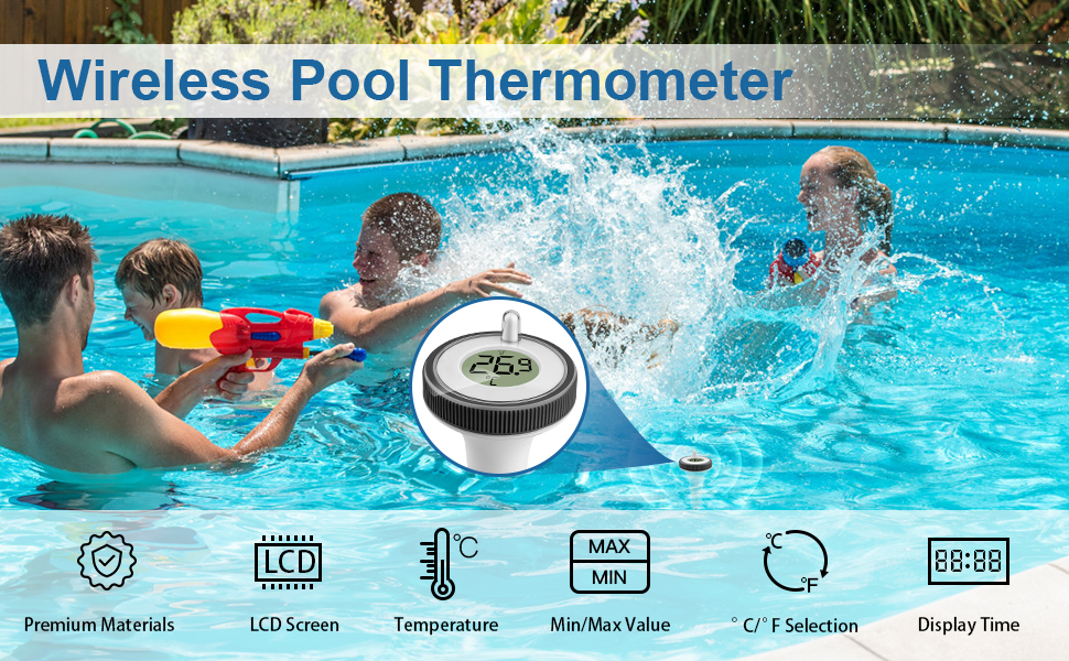 Wireless Pool Thermometer, Swimming Pool Thermometer Wireless Floating ...
