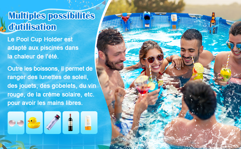 Pool Cup Holder, Cup Holder, Multifunctional Pool Accessory, Removable ...