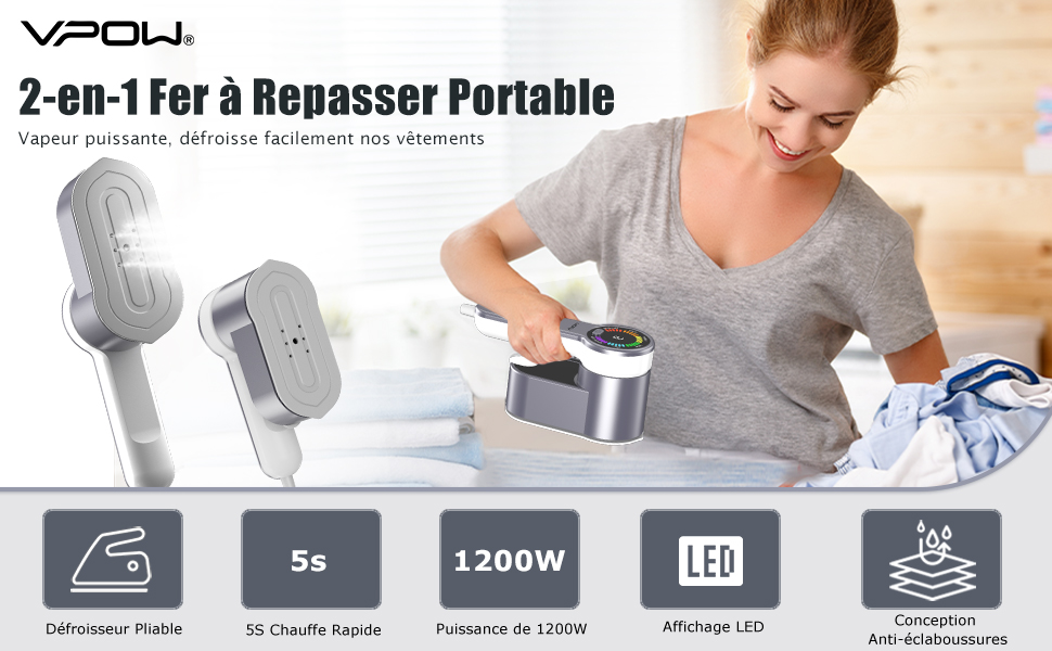 Vertical Steamer: 1200W Travel Steamer with 120ml Water Tank - 2-in-1 ...