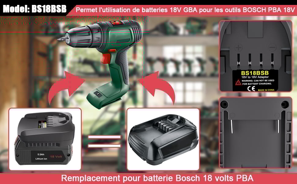 18V Batterie Adaptateur Convertisseur pour Bosch PBA 18V Système Outils ...