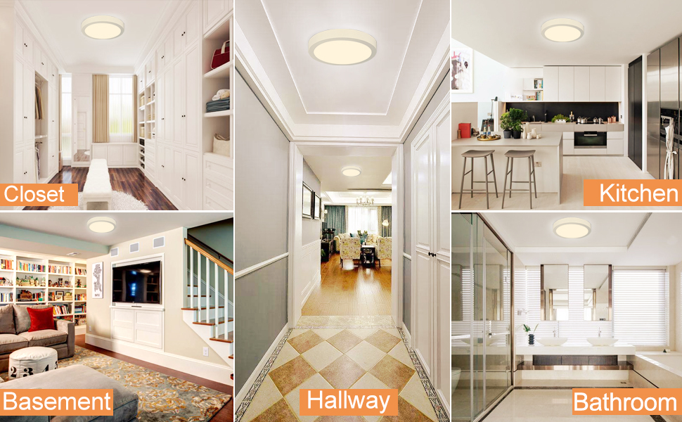 6W Ultra Flat Round LED Ceiling Light Ceiling Lights, 480LM Warm ...