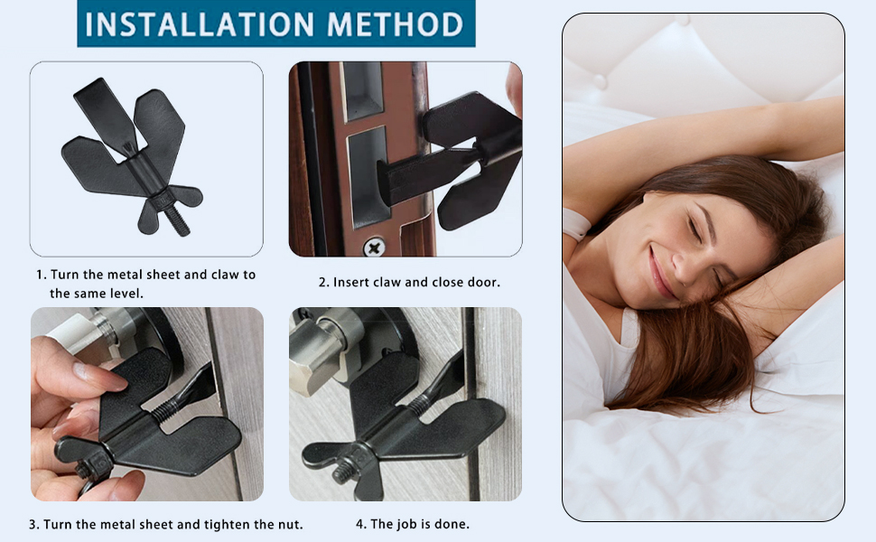 Black Portable Door Lock, Travel Lock, Extra Security and Privacy Lock ...