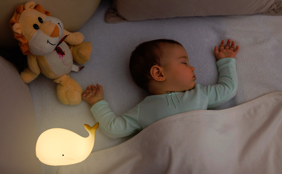 Luz nocturna de ballena bebé, lámpara de habitación infantil RGB ...