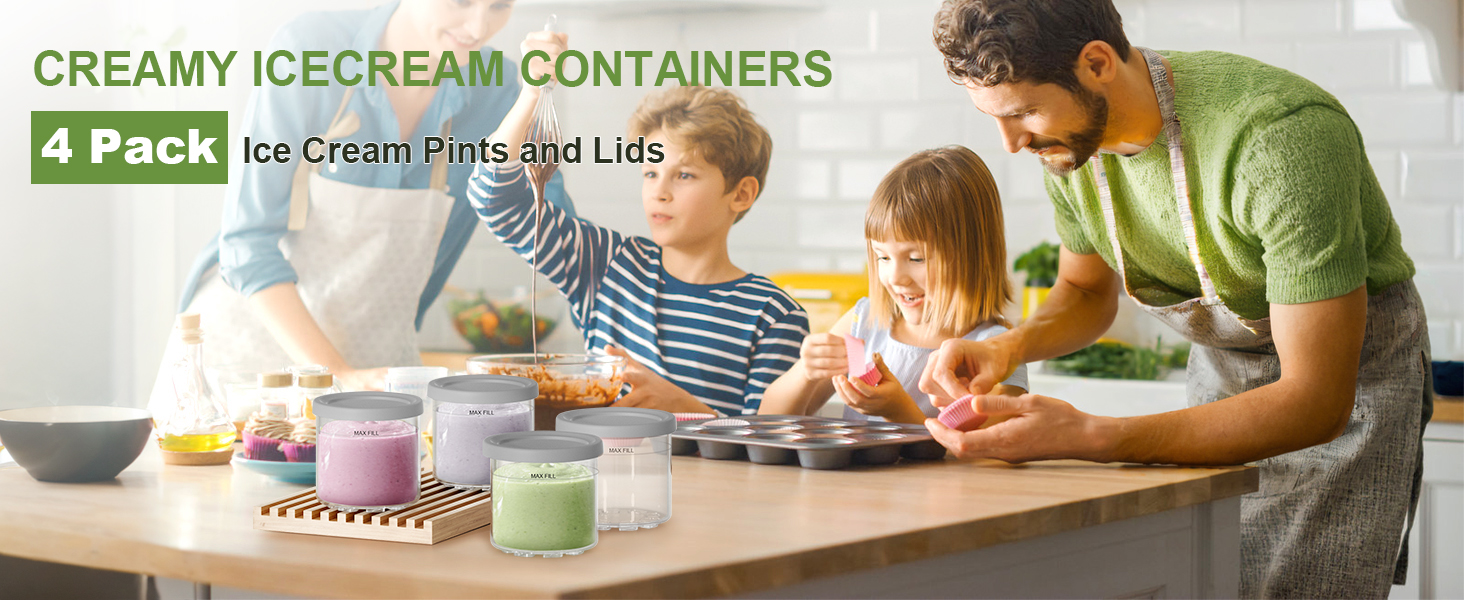 Lot de 4 pots à crème et couvercles pour distributeurs de crème Ninja ...