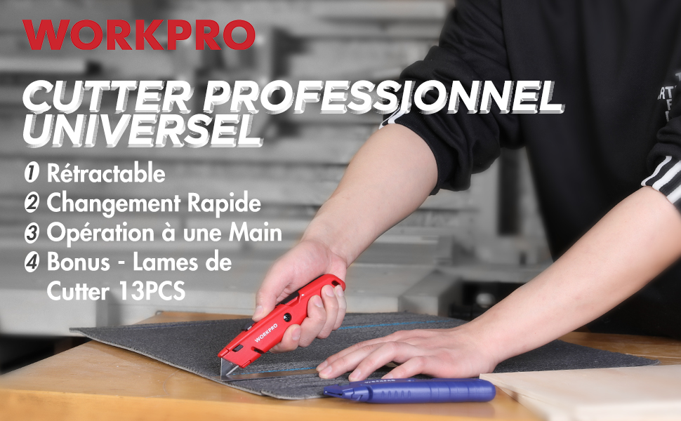 WORKPRO Cutter Universel avec Mécanisme de Changement Rapide, Cutter ...