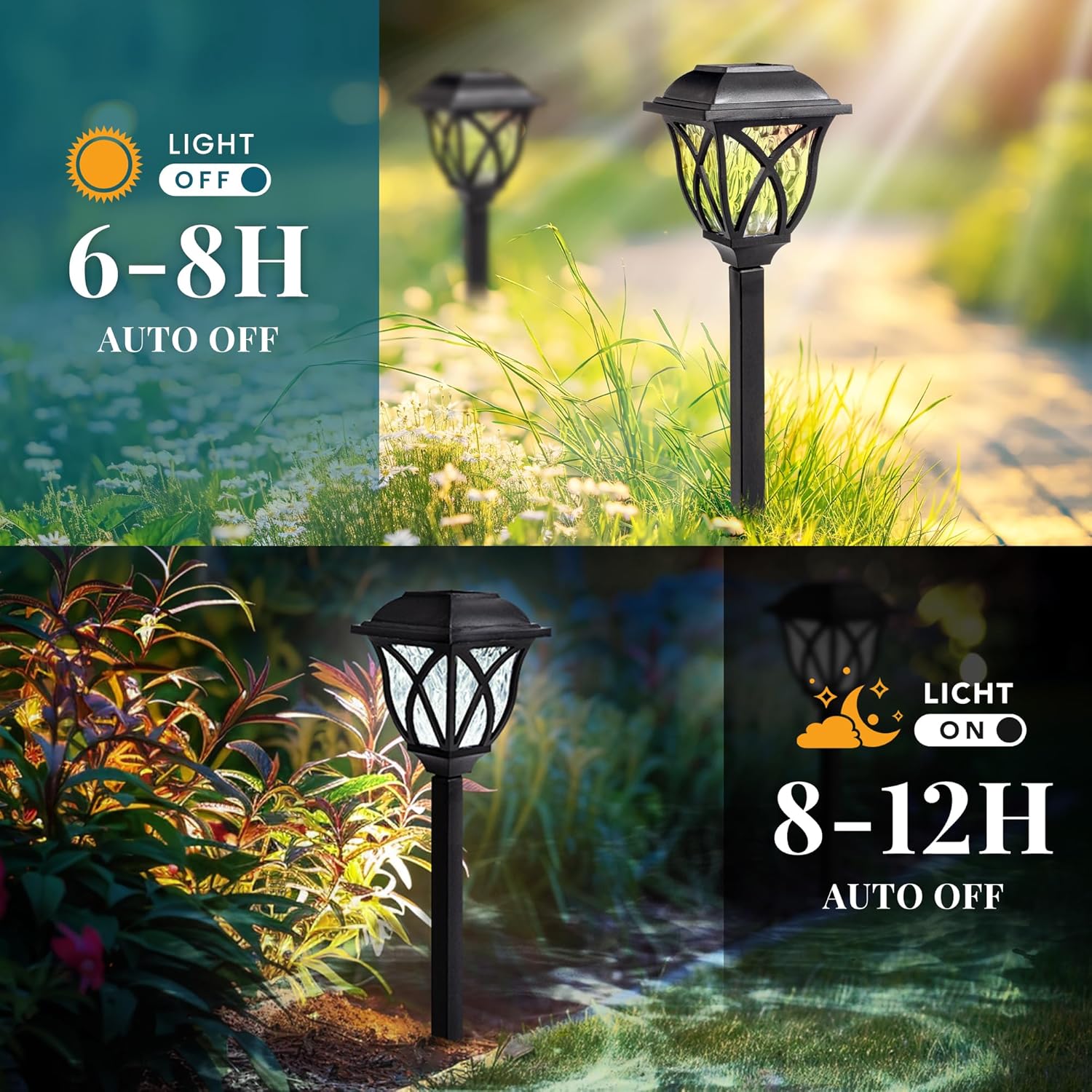 Pack Solar LED Garden Lights, Waterproof Warm White Solar Powered ...