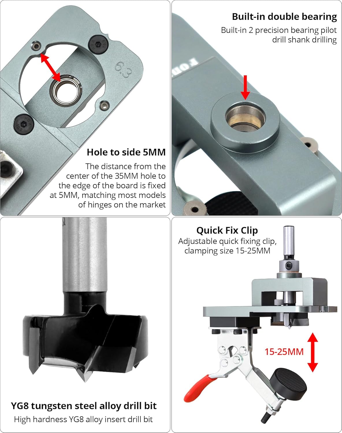 35mm Hinge Jig, Invisible Hinge Drilling Jig, Drill Guide Locator