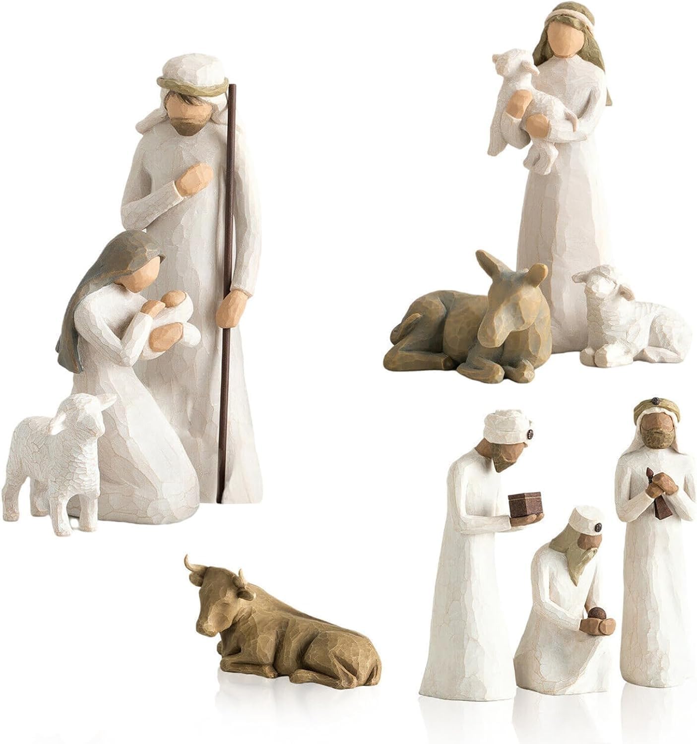Lot de 10 crèches Born Scene Willow-Tree Figurines, crèche en résine