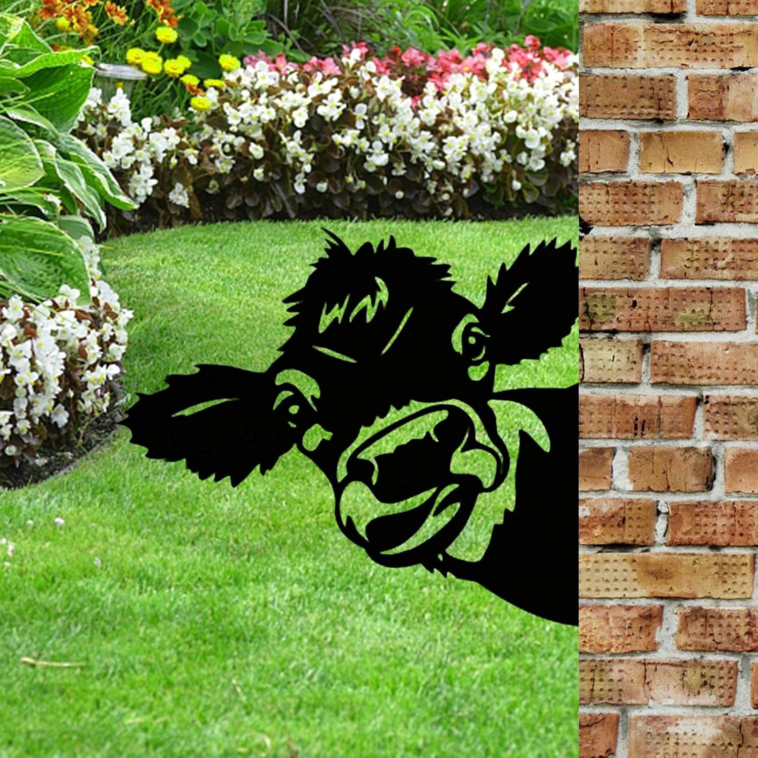 Metal Cow Garden Ornaments for Fences,Farm Peeping Cow Ornament for ...