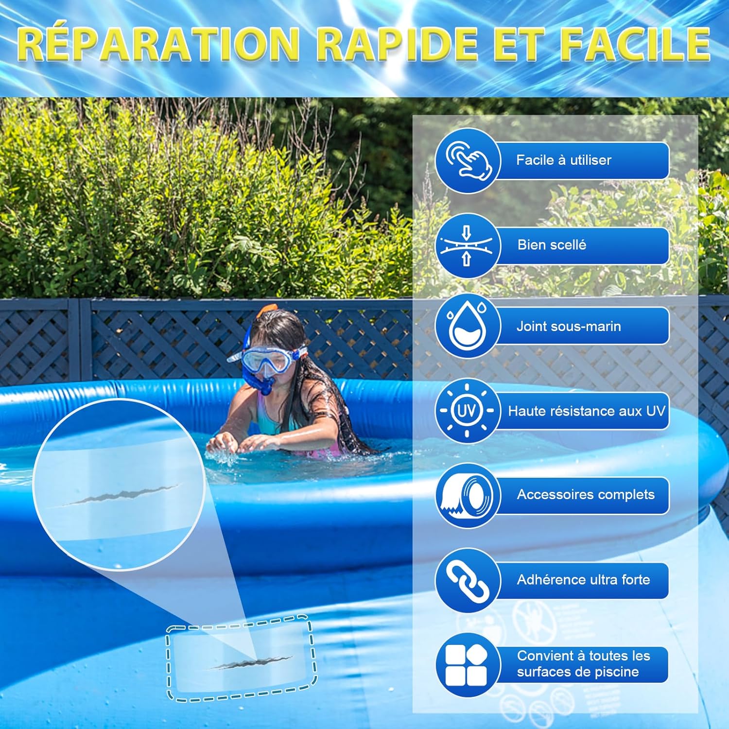 Pool Liner Self-Adhesive TPU Pool Repair Kit, Underwater Waterproof ...