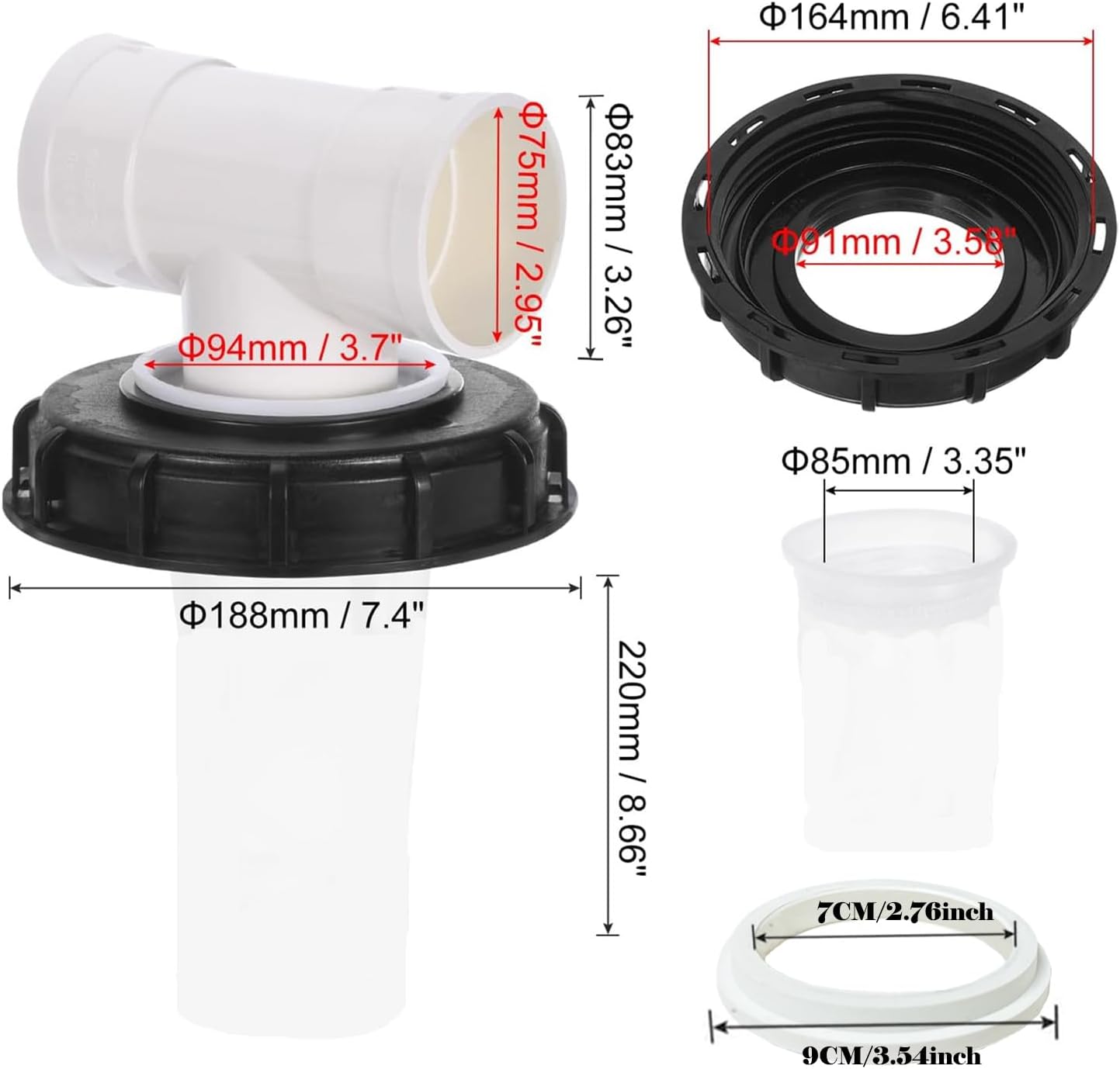 T-Shape IBC Tank Lid with Washable Nylon Filter for 1000 Liter IBC ...
