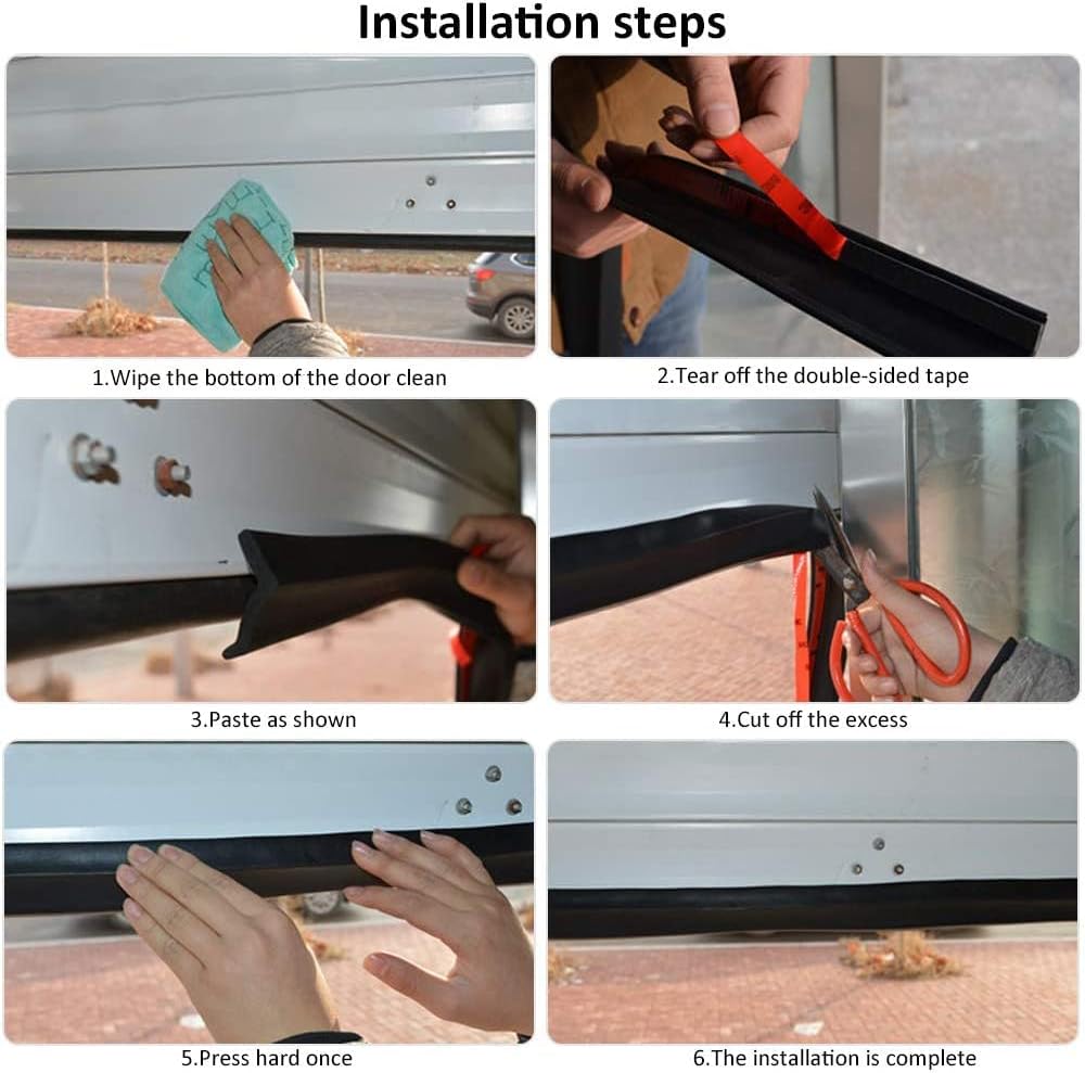 Joint de porte de garage universel de 3 m, bande d'tanchit en caoutchouc pour porte de garage ...