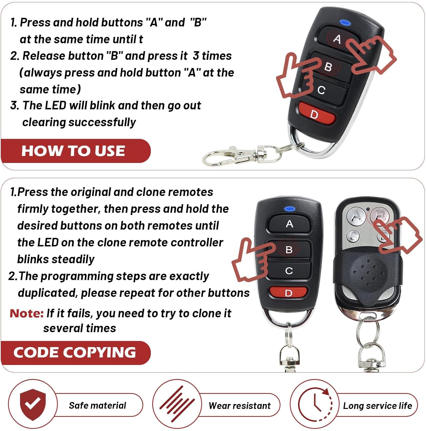 2 télécommandes de porte de garage 433 MHz, télécommande universelle ...